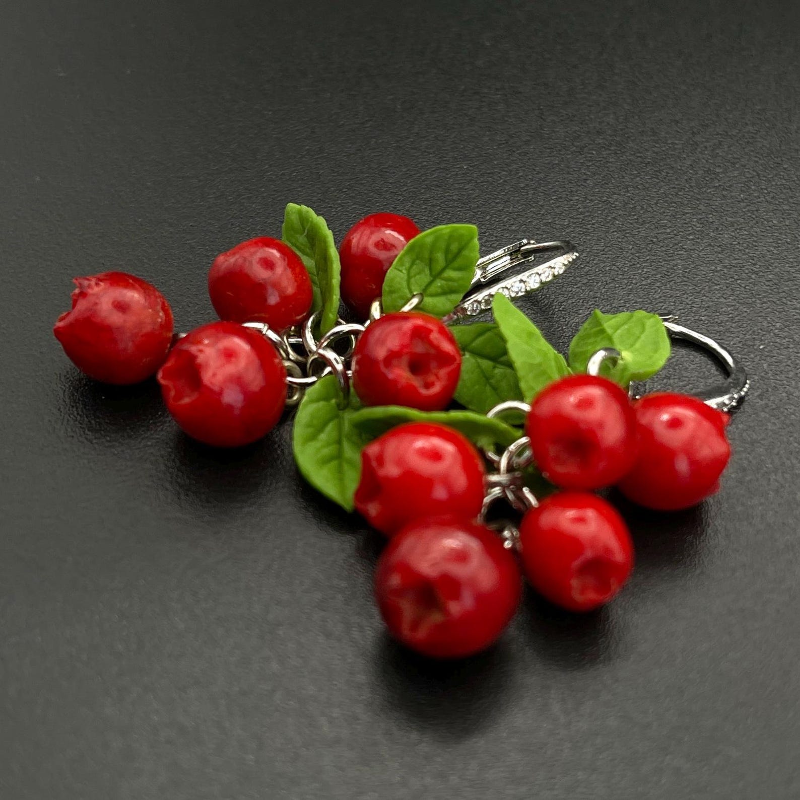 Red Berries Handmade Earrings, Fruit Berries Jewelry, Christmas Girl ...