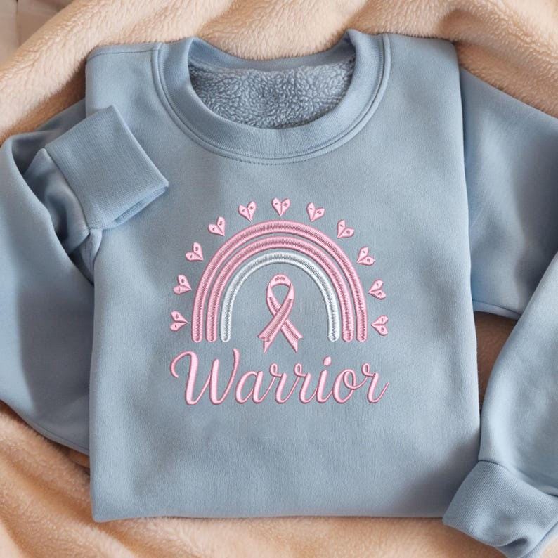 Warrior Pink Ribbon Embroidery Design, Breast Cancer Awareness Rainbow ...