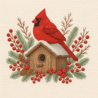 Red Cardinal Embroidery Design Bundle, Christmas Cardinal Red Bird ...