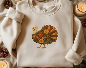 Floral Turkey Embroidery Design | Thanksgiving Machine Embroidery ...