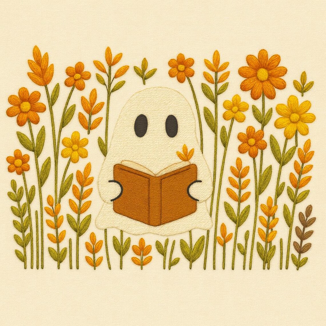 Ghost With Flowers Embroidery Design, Floral Ghost Machine Embroidery ...