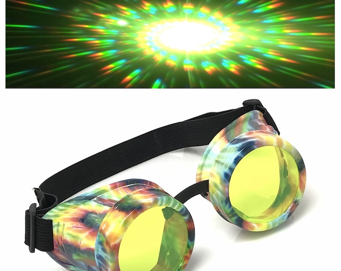 UV Glow in the Dark Steampunk Rave Steampunk Goggles Spiral Diffraction ...
