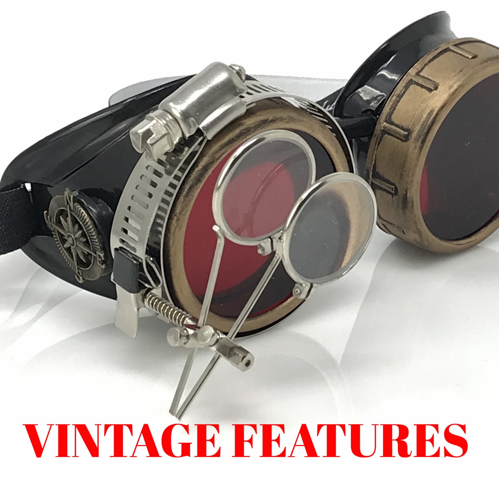 Unique Steampunk Goggles-rave Glasses Victorian Style With Compass ...