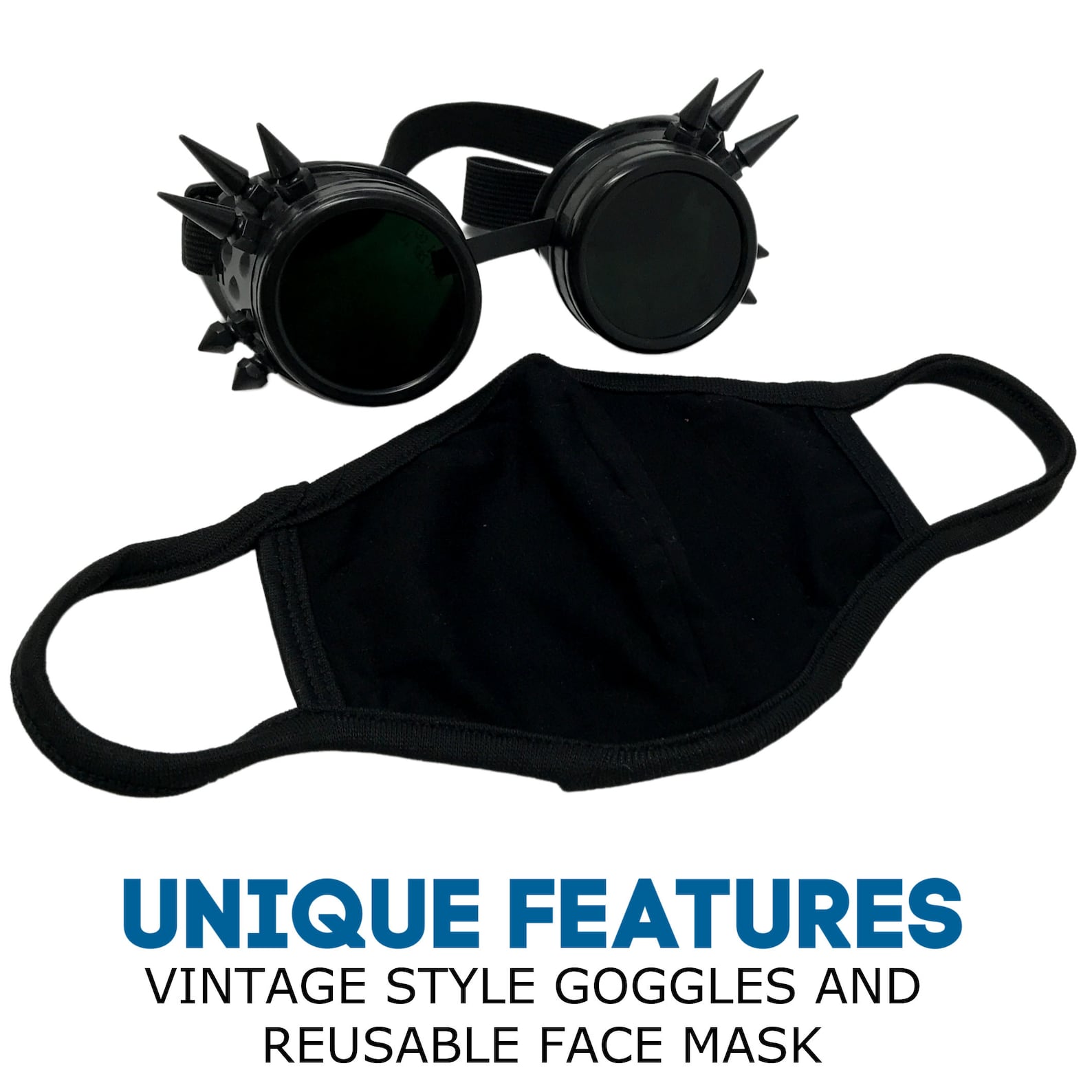 Gothic Biker Goth Mask Black Washable Reusable Cloth Black Men Women ...