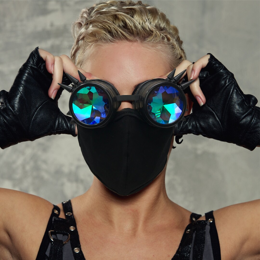 Steampunk Rave Mask Black Washable Reusable Cloth Black Men Women Face ...