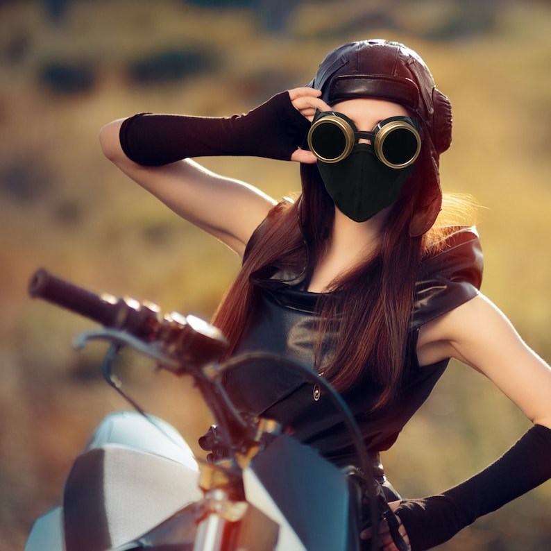 Gothic Biker Goth Mask Black Washable Reusable Cloth Black Men - Etsy