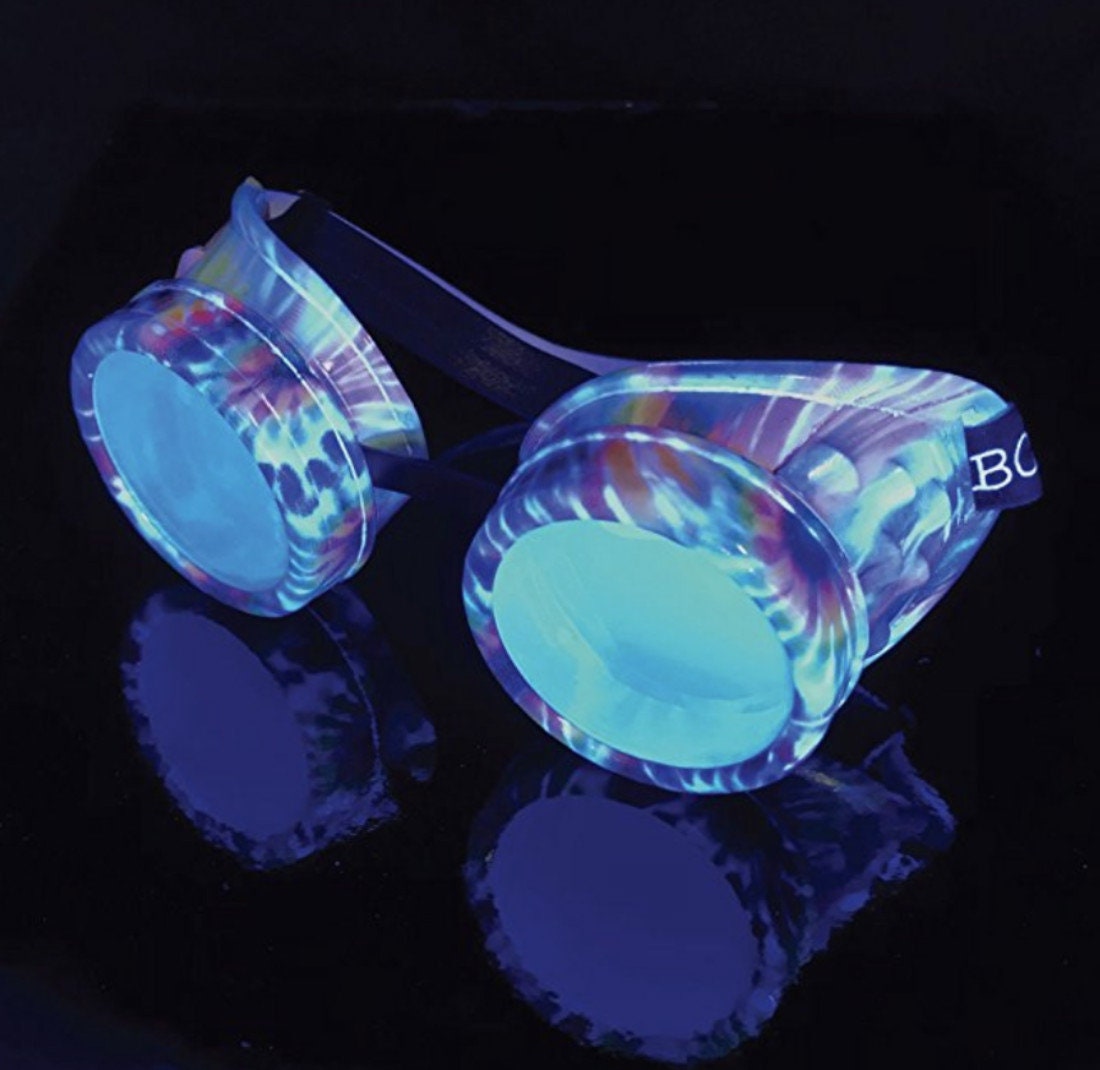 UV Glow in the Dark Steampunk Rave Steampunk Goggles Spiral Diffraction ...
