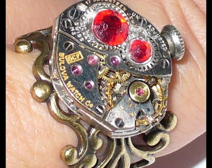 Steampunk Wedding ENCHANTED ADJUSTABLE Ring Decorated With - Etsy