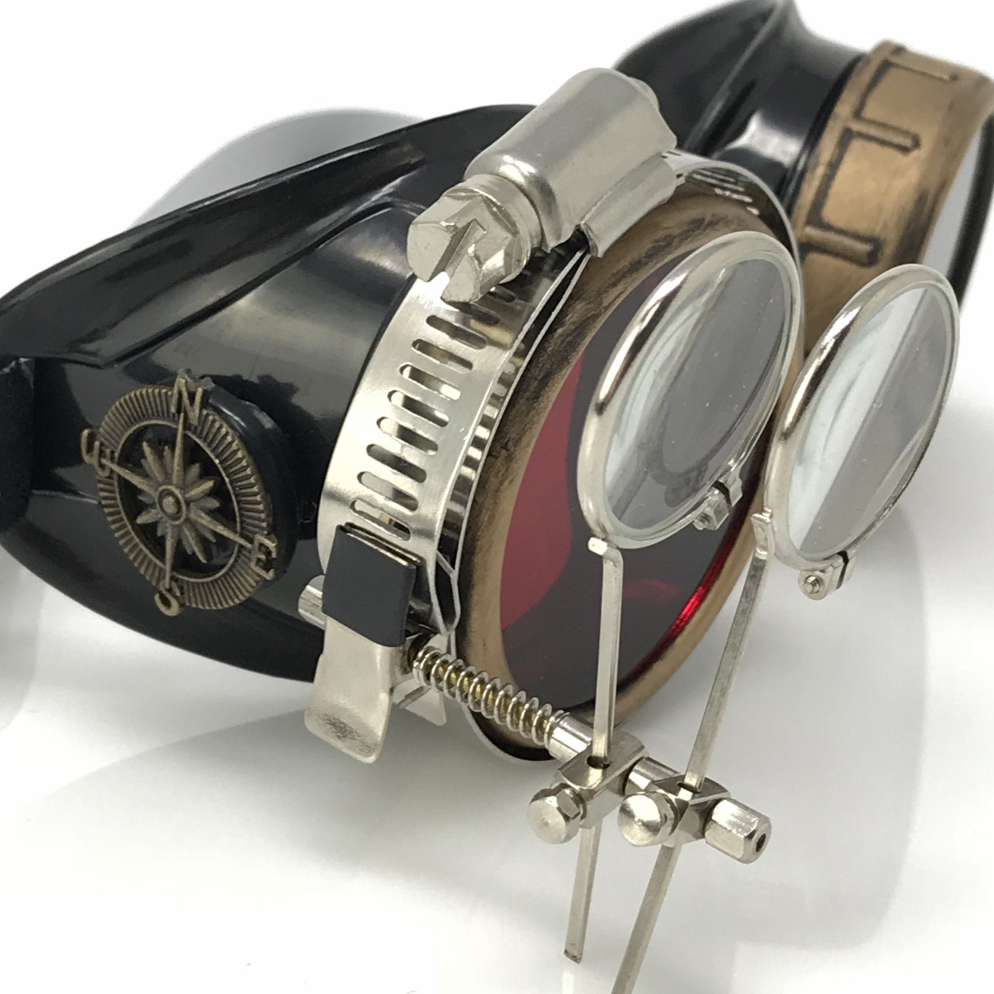 Unique Steampunk Goggles-rave Glasses Victorian Style With Compass ...