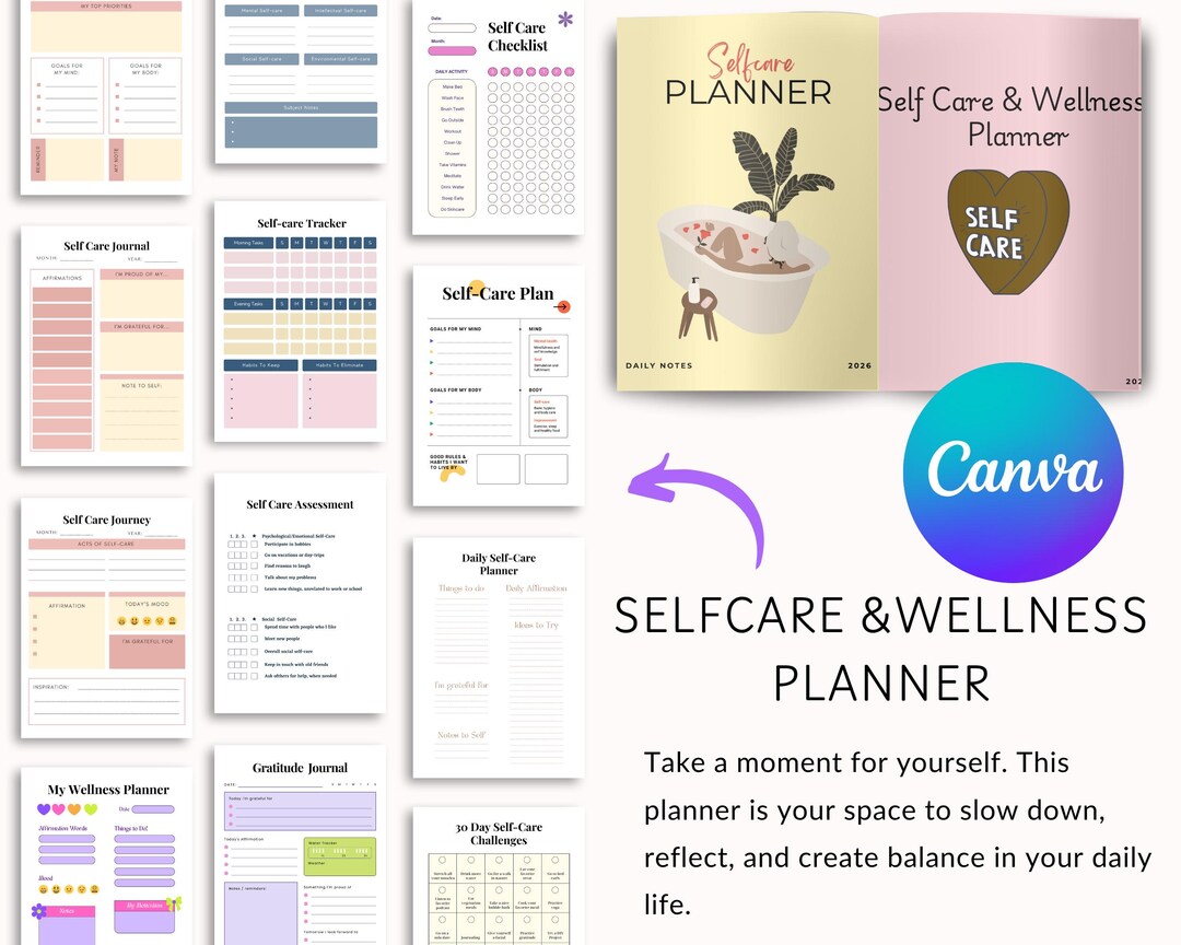 Self Care Checklist Bundle Printable, Daily Self-care Planner, Self ...