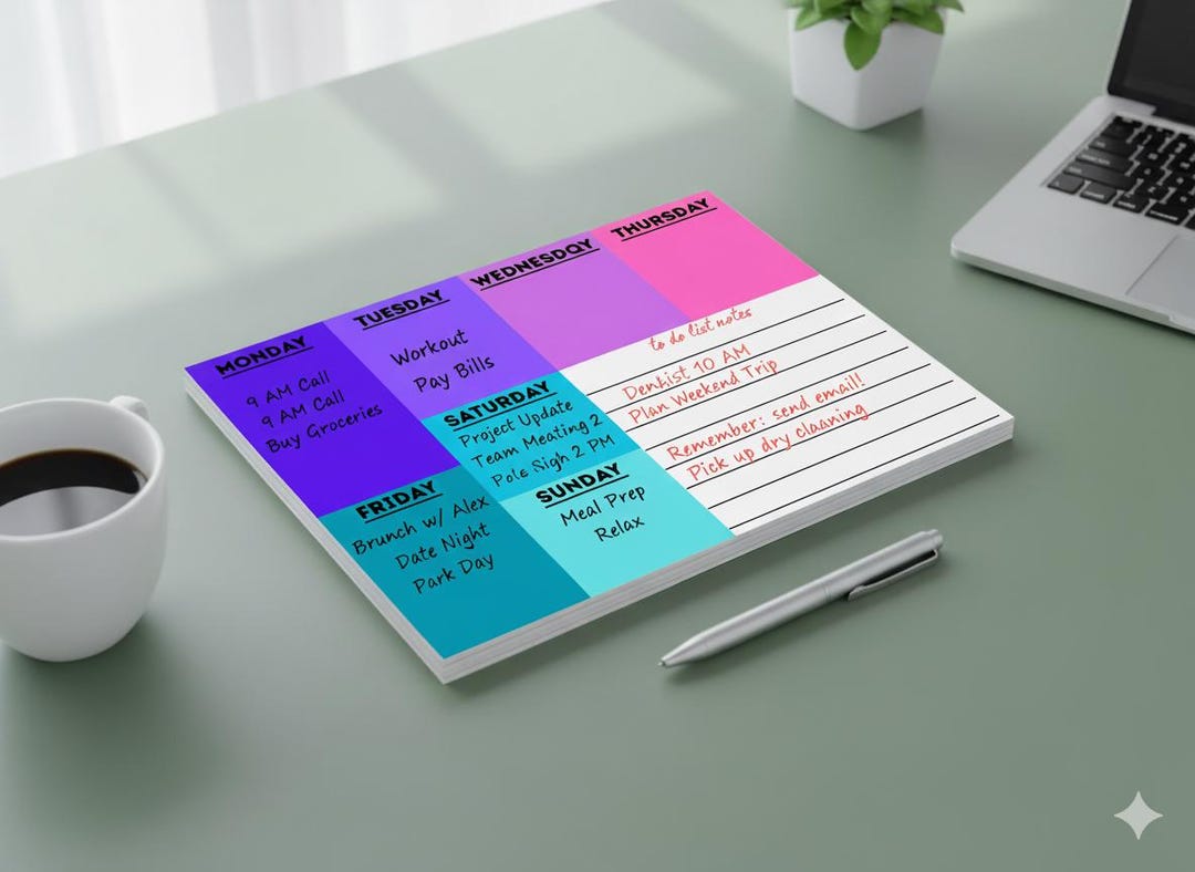 Weekly Planner Printable | Undated Desk Pad | Digital To-do List ...