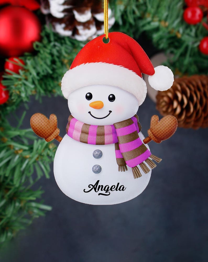 Personalized Snowman Christmas Ornaments, Custom Name Snowman Decor ...
