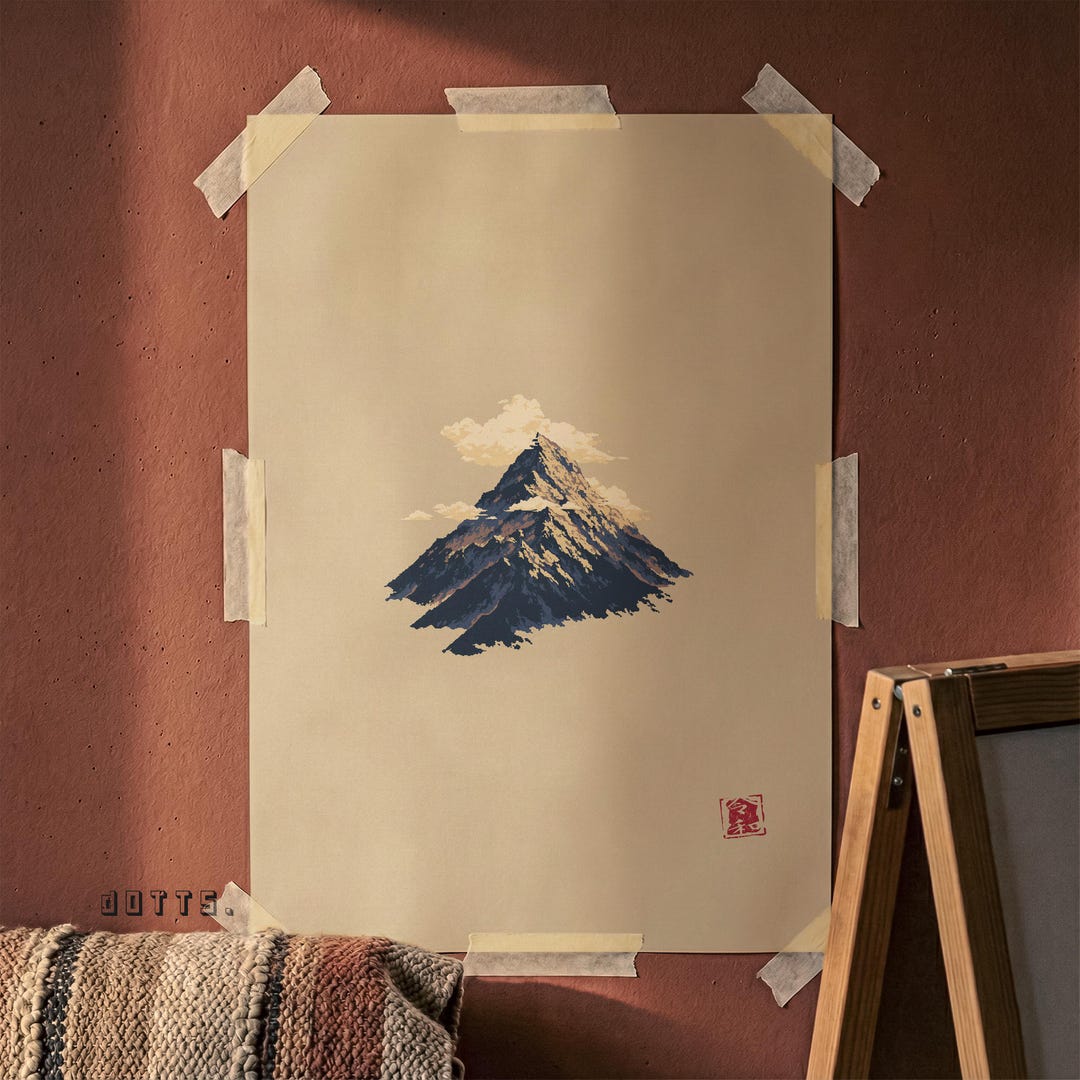 Mount Fuji Pixel Art Poster – Japanese Landscape Wall Print (digital ...