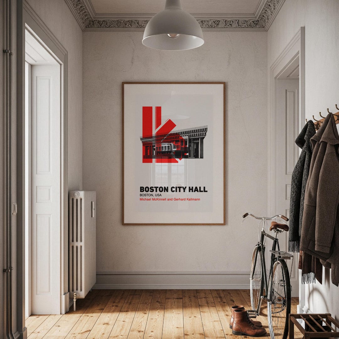 Boston City Hall Pixel Poster – Brutalist Architecture Wall Art Print ...