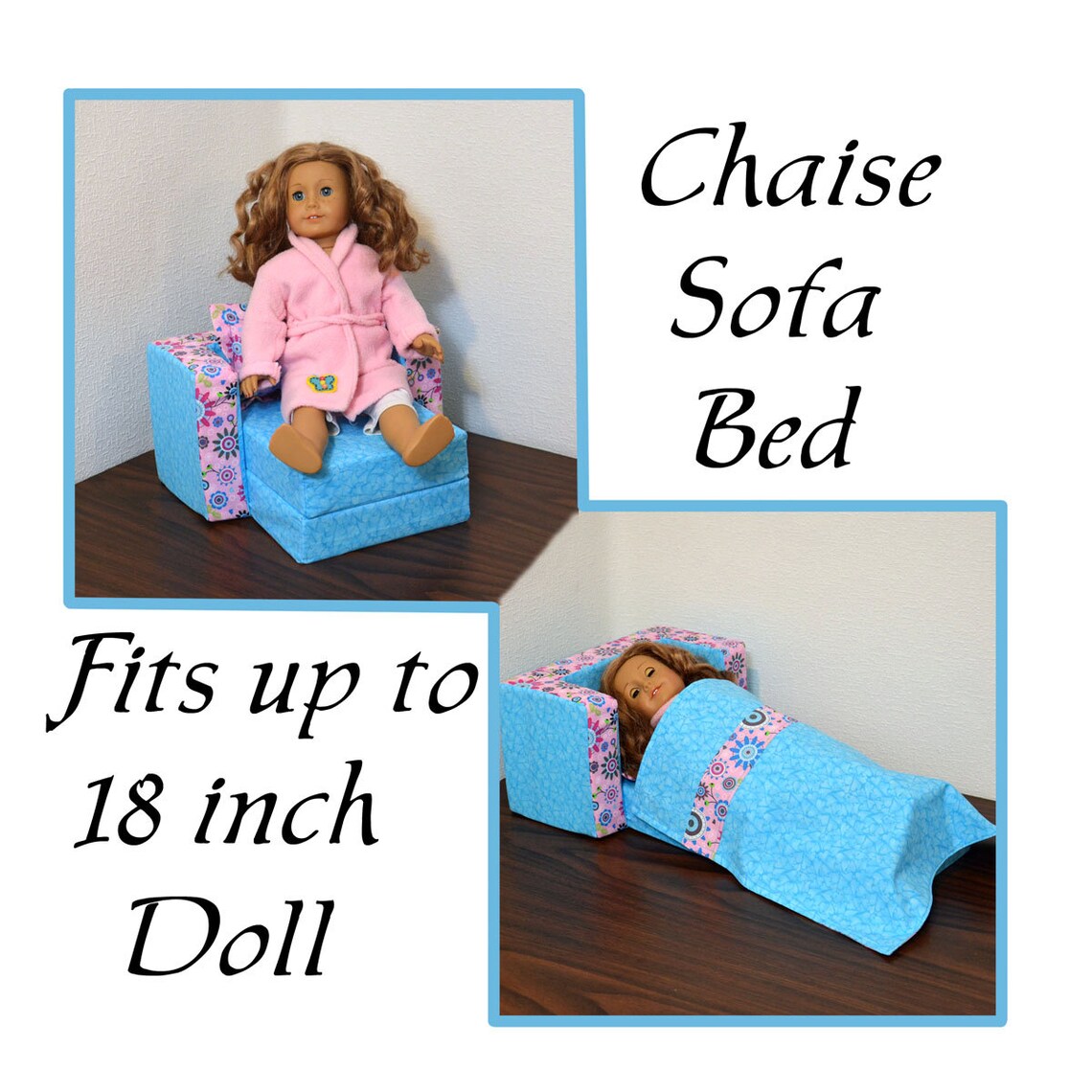Doll Bed Sofa Bed PDF Pattern and Tutorial Fits up to 18 Inch Size Doll ...