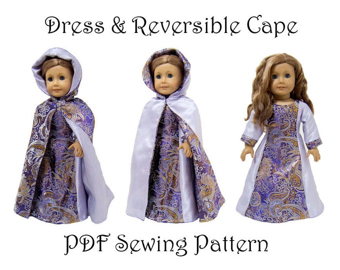 Dress and Hooded Cape Sewing Pattern 18 Inch Doll Pattern PDF - Etsy