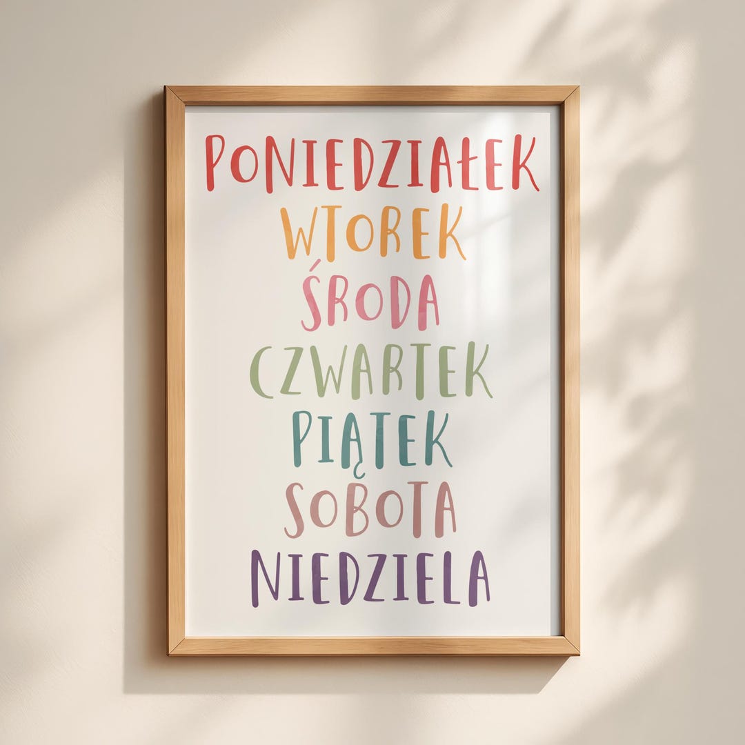 Polish Days of the Week Poster - Printable PDF - Educational Wall Art ...