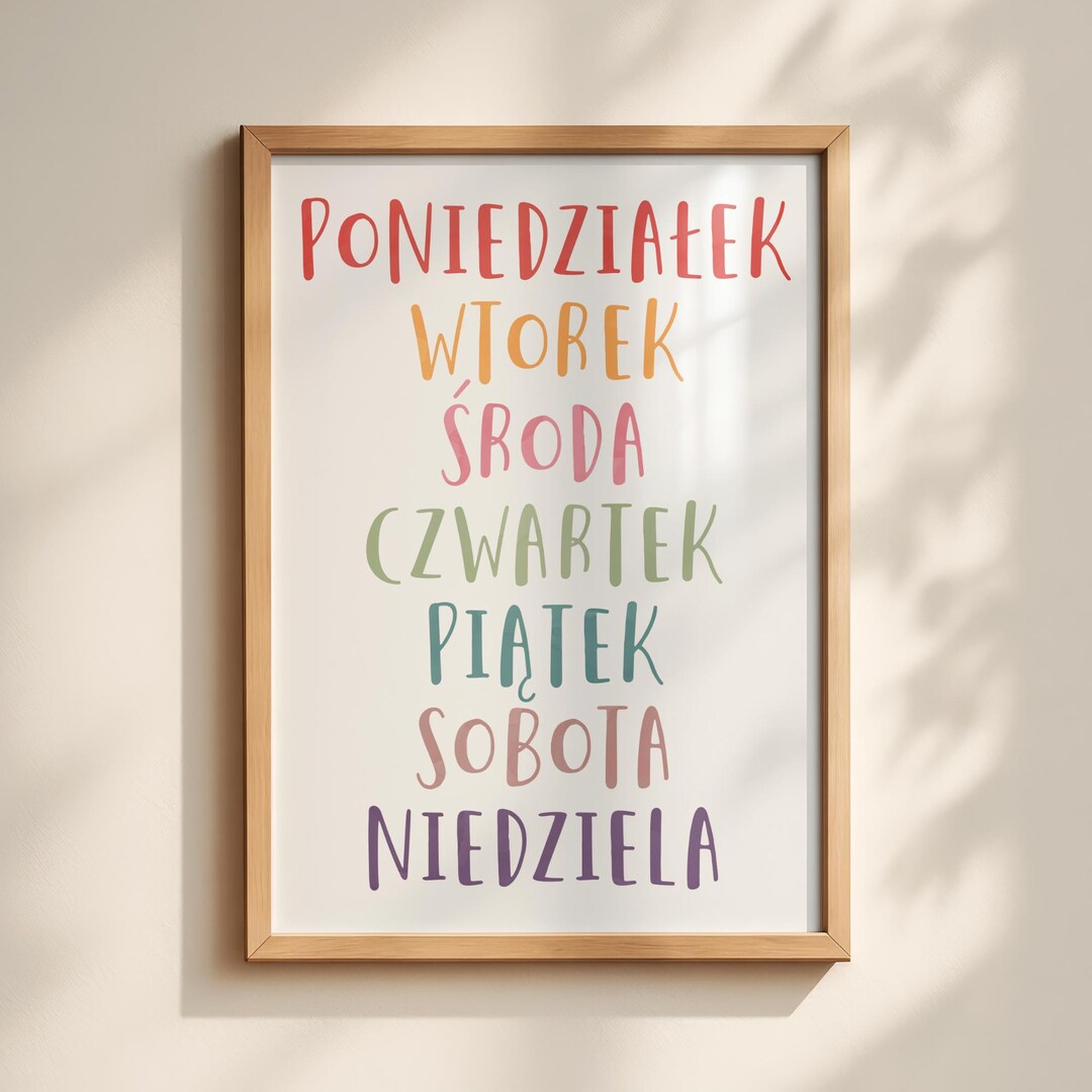 Polish Days of the Week Poster - Printable PDF - Educational Wall Art ...