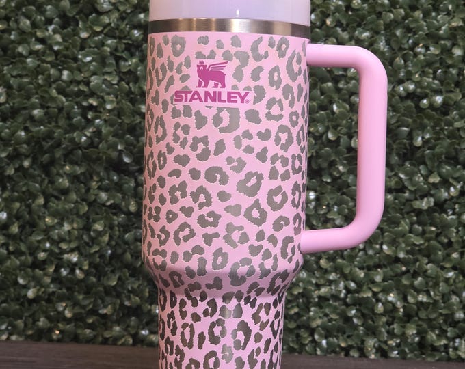 Leopard Stanley Cup 40oz | AUTHENTIC | Pink Custom Laser Engraved ...