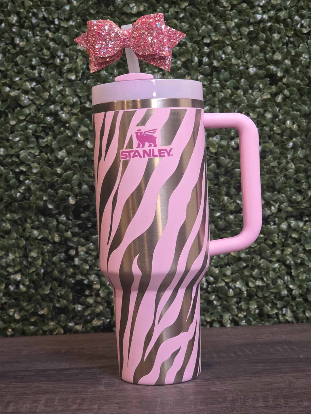 Zebra Stanley Cup 40oz | AUTHENTIC | Pink Custom Laser Engraved ...