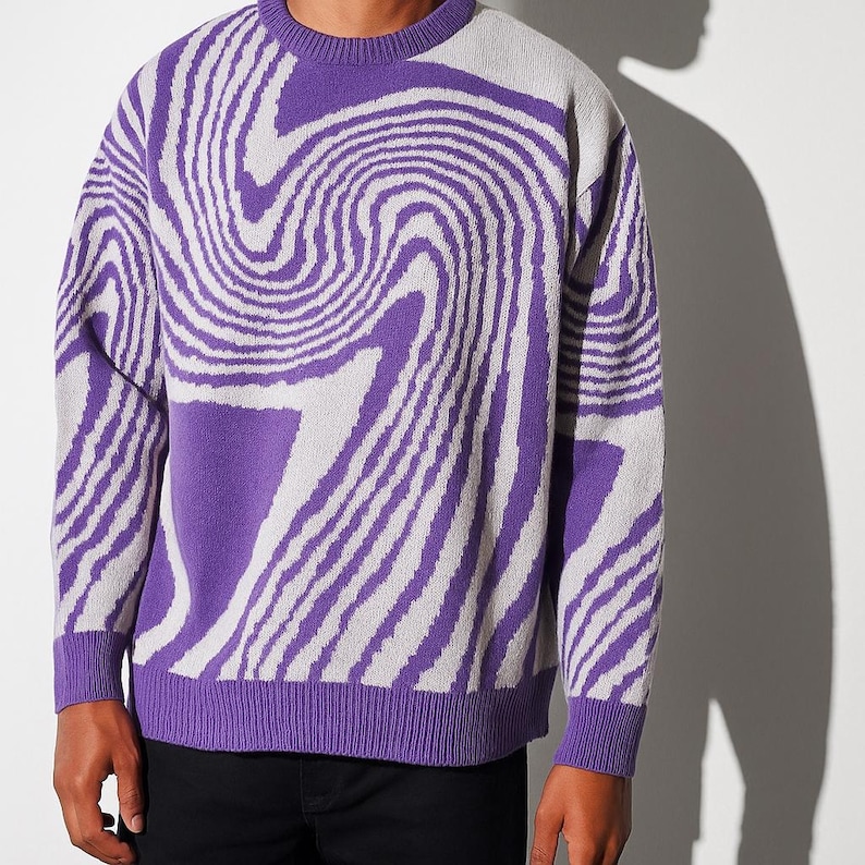 Men's Abstract Swirl Pattern Sweater - Modern Knit Crew Neck - Etsy