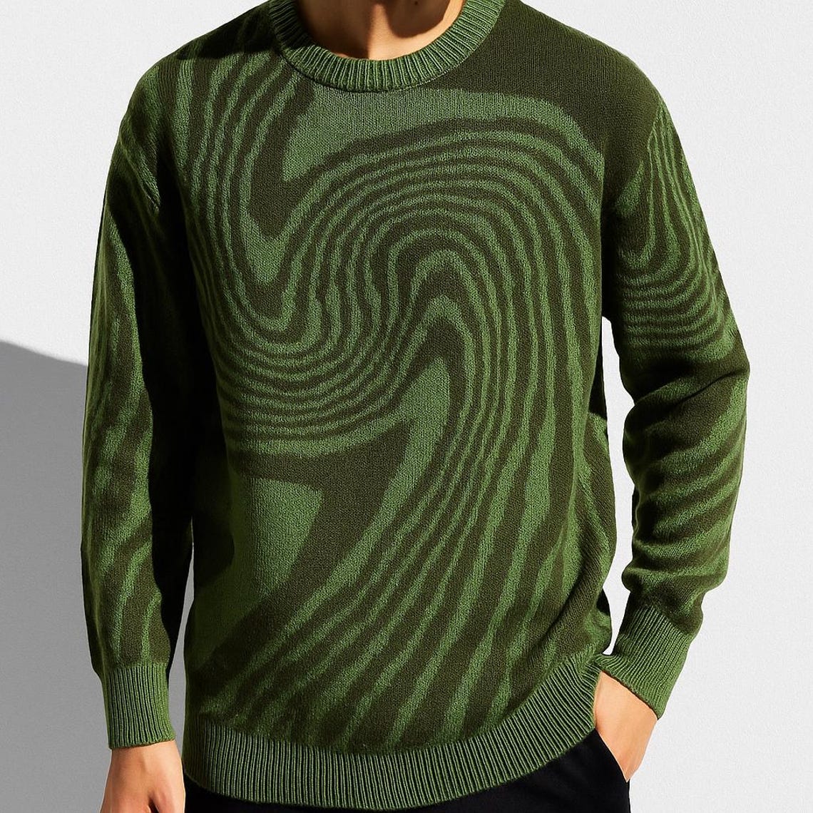 Men's Abstract Swirl Pattern Sweater - Modern Knit Crew Neck - Etsy