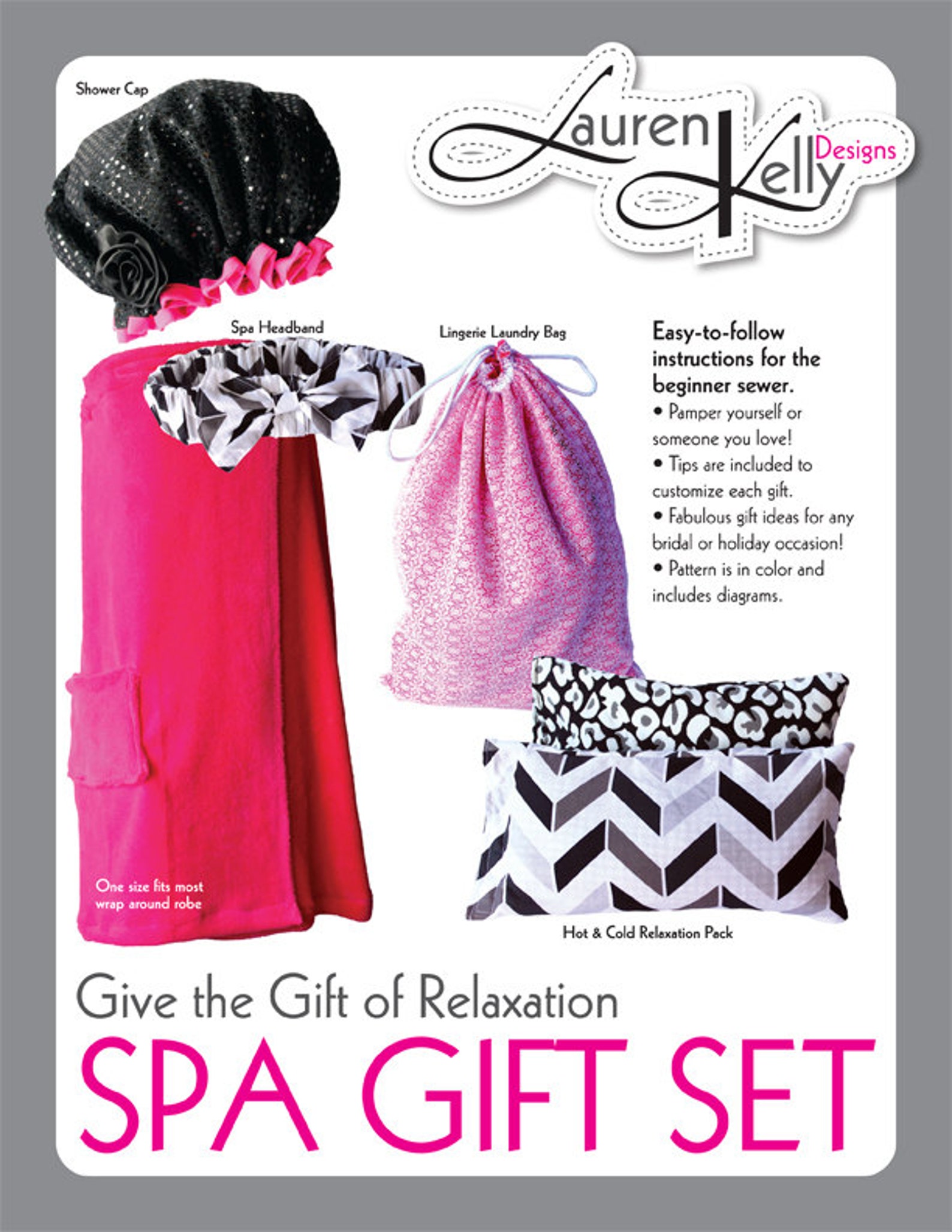 INSTANT DOWNLOAD Spa Gift Set Pattern PDF 5 Patterns Wrap Around Robe ...