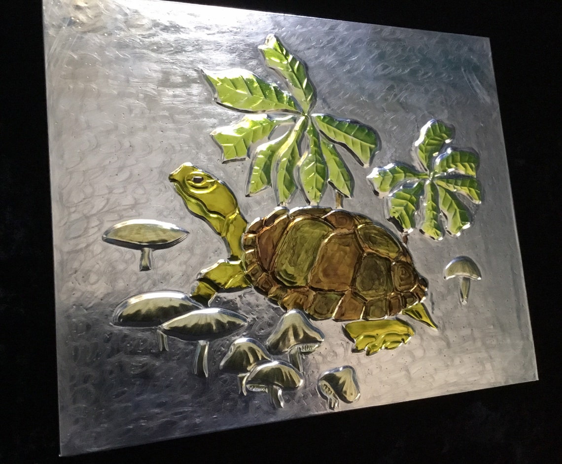 Metal Embossed Turtle and Mushrooms Metal Wall Art - Etsy