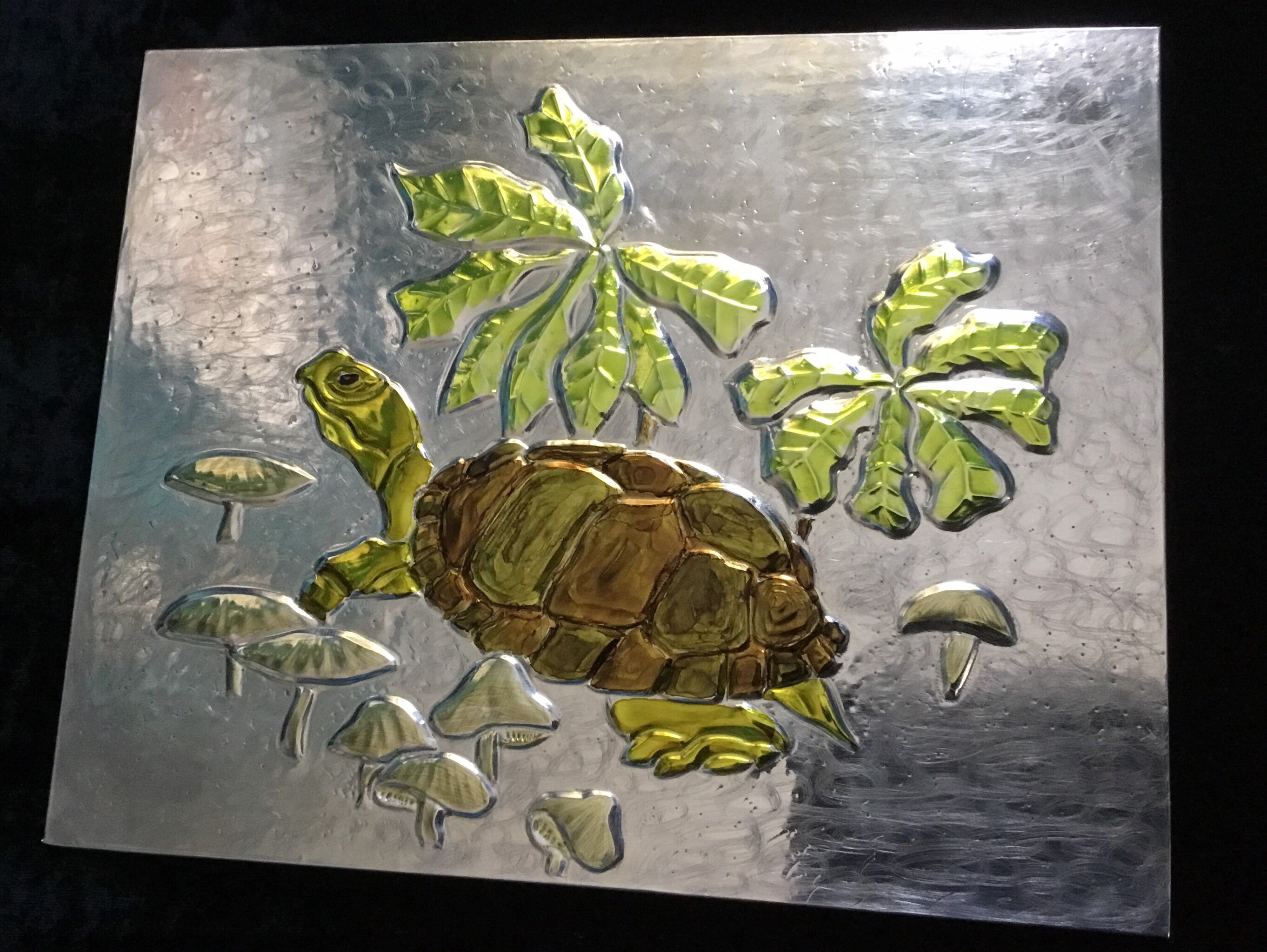 Metal Embossed Turtle and Mushrooms Metal Wall Art - Etsy