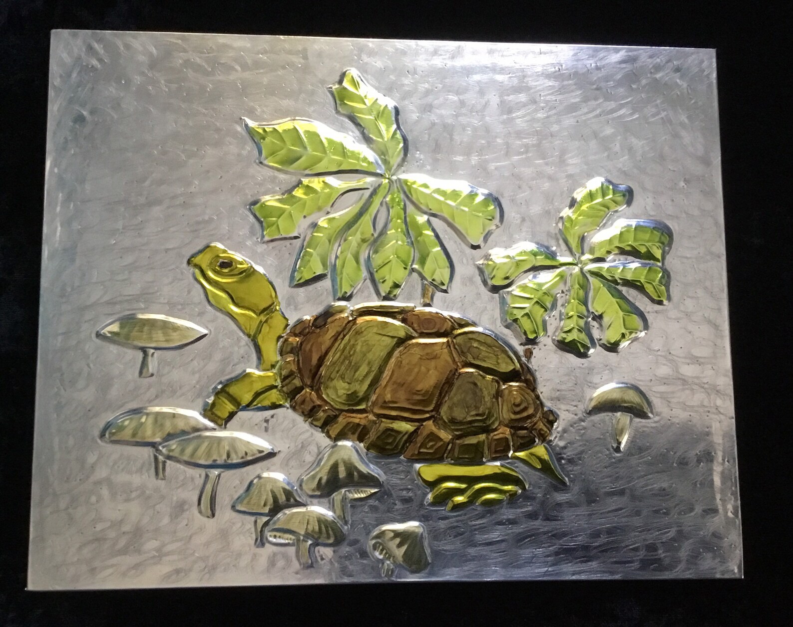 Metal Embossed Turtle and Mushrooms Metal Wall Art - Etsy