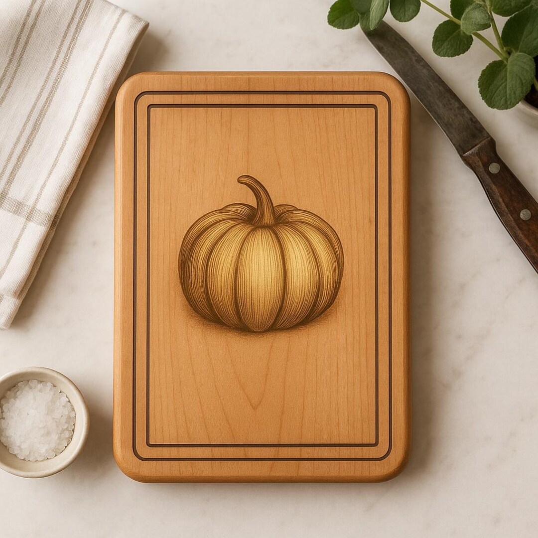 Engraved Wooden Cutting Board, Cozy Autumn Pumpkin Kitchen Decor, Fall ...