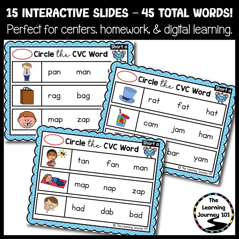 Circle the Short A CVC Words Activities | Phonics Interactive Google ...