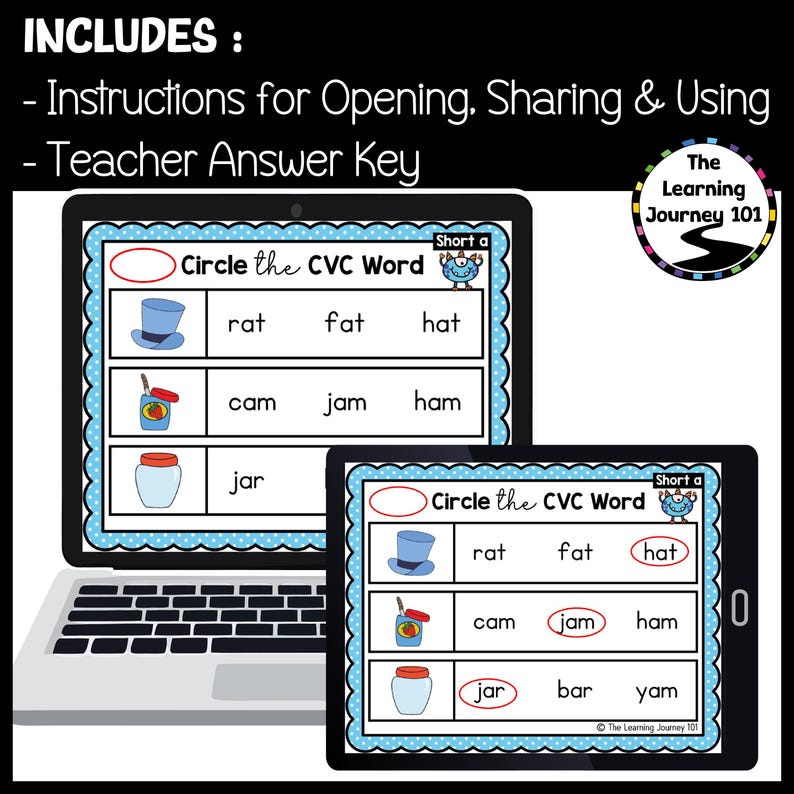 Circle the Short A CVC Words Activities | Phonics Interactive Google ...