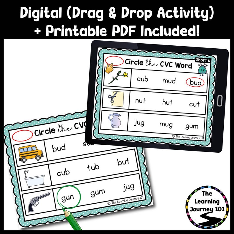 Circle the Short U CVC Words Activities | Phonics Interactive Google ...