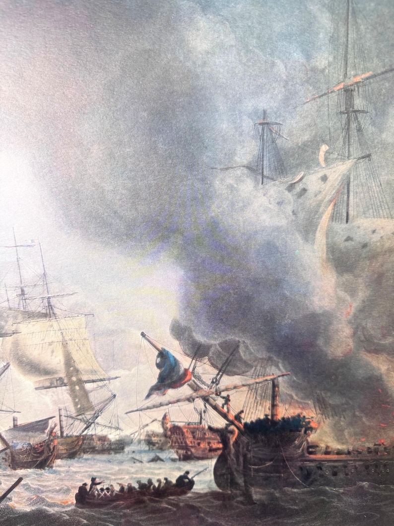 Vintage Naval Battle Print – “admiral De Winter” Maritime Scene ...