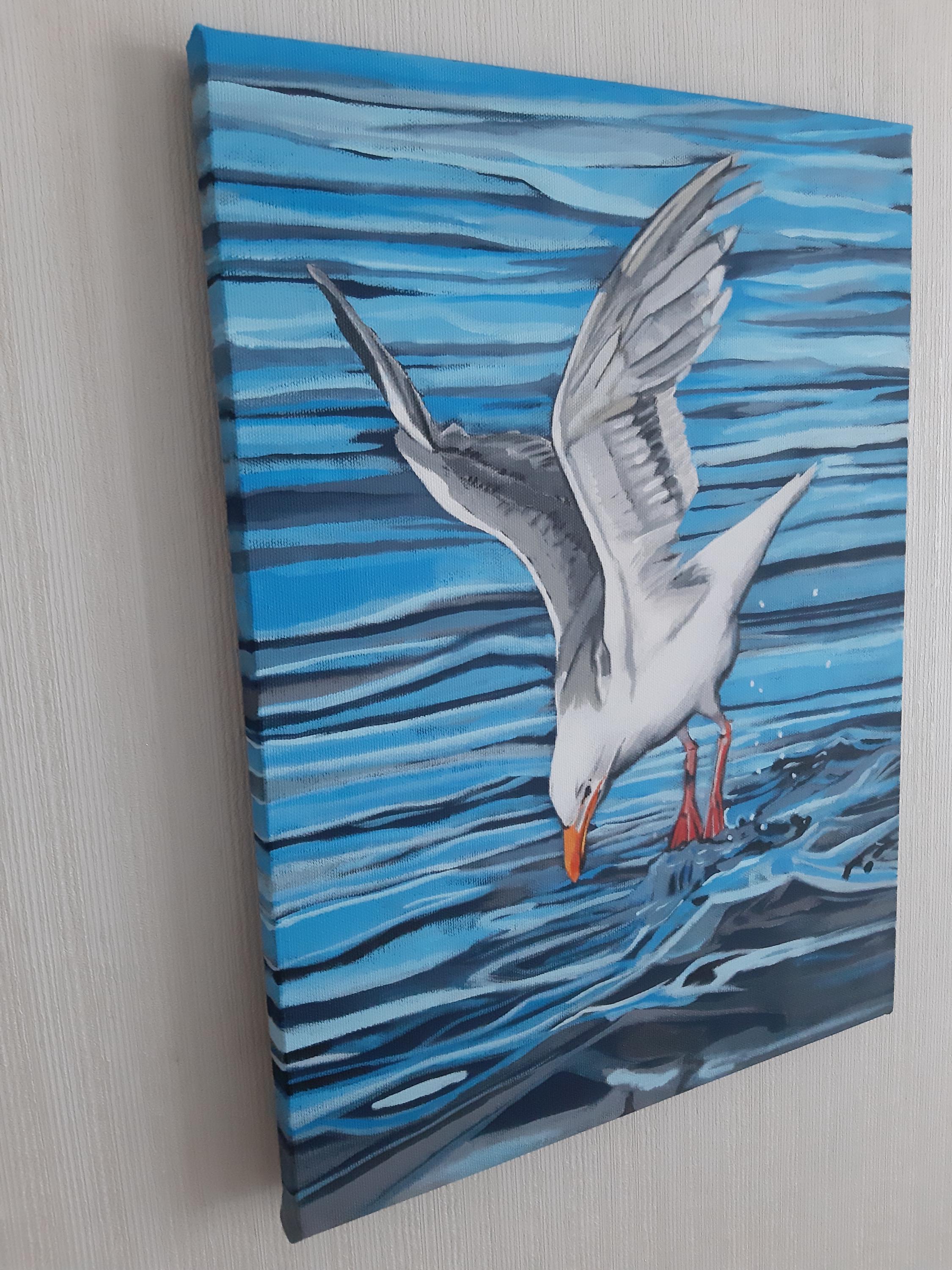 Original Acrylic Sea Gull Painting on Canvas - Modern Art - Etsy