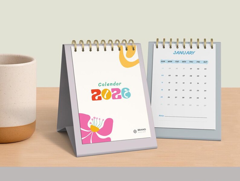 2026 Calendar Printable - Calendrier 2026 à Imprimer – Design Abstrait Moderne – Calendrier ...