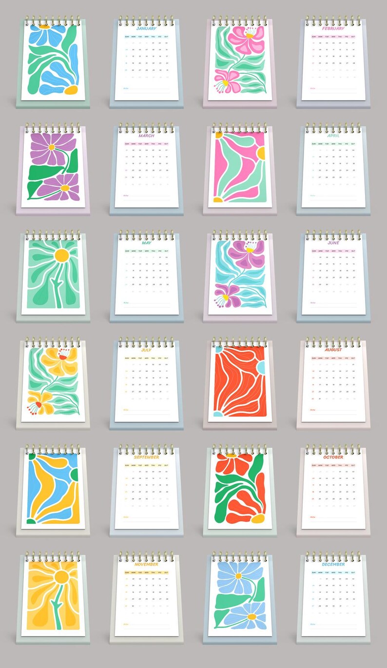 2026 Calendar Printable - Calendrier 2026 à Imprimer – Design Abstrait Moderne – Calendrier ...