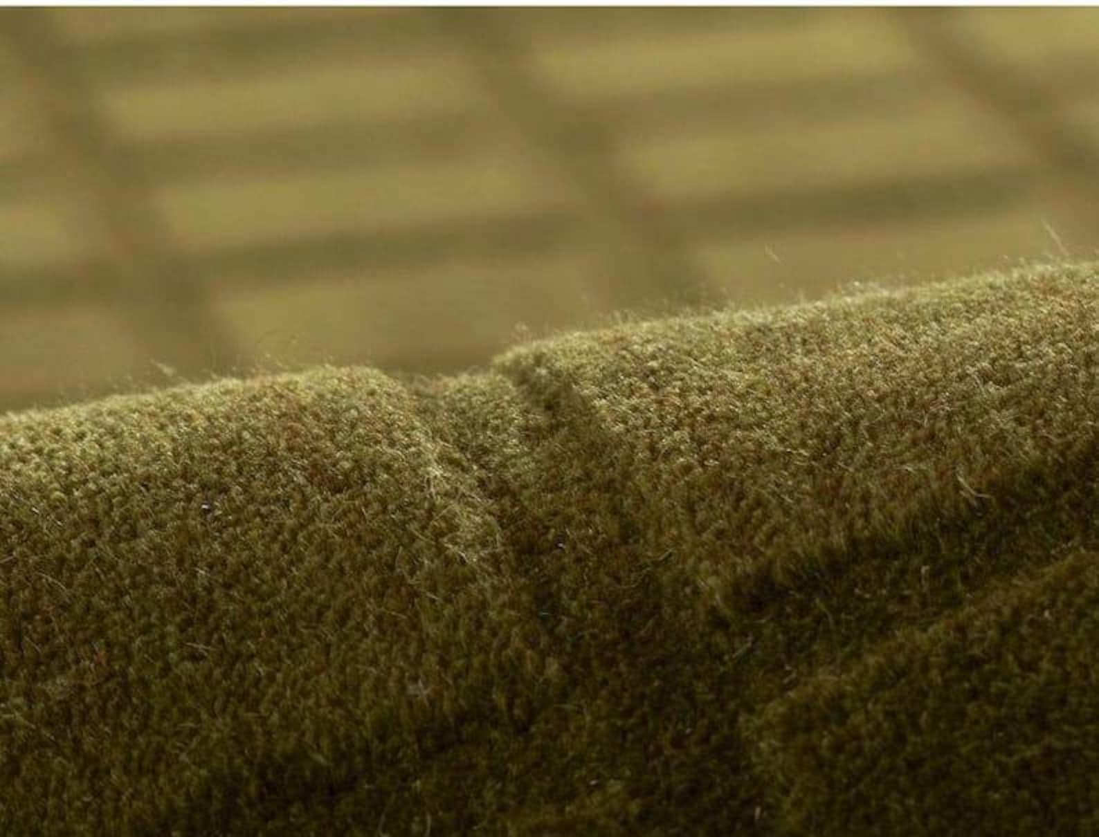 Handmade Olive Green Wool Rug, Velvet Grid Pattern - Etsy