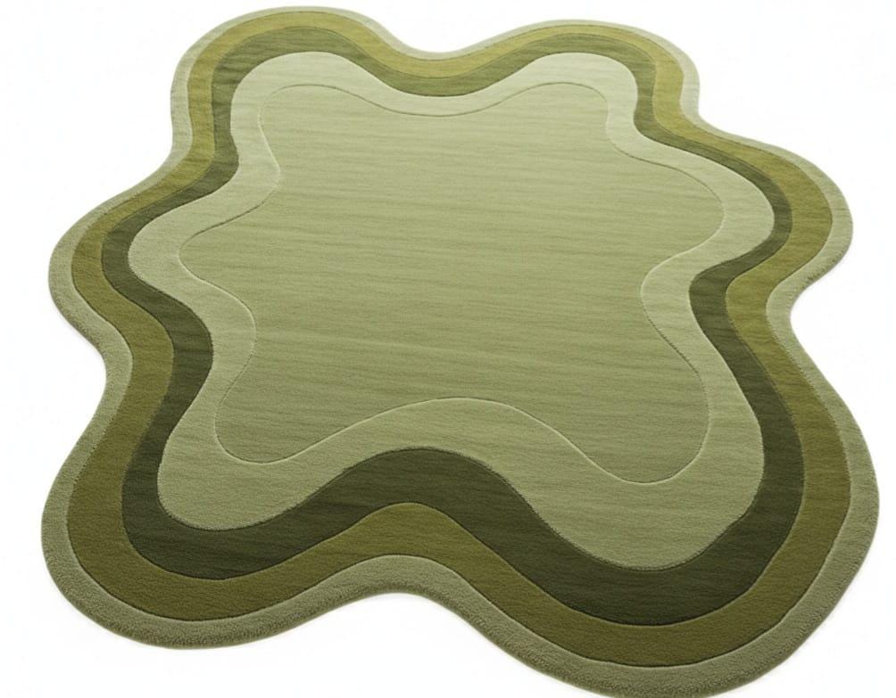 Green Organic Wool Rug, Modern Abstract Hand-tufted Carpet - Etsy
