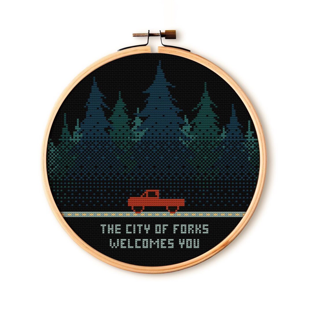 Welcome to Forks Cross Stitch Pattern, 119 X 102 Stitches, PDF Download ...