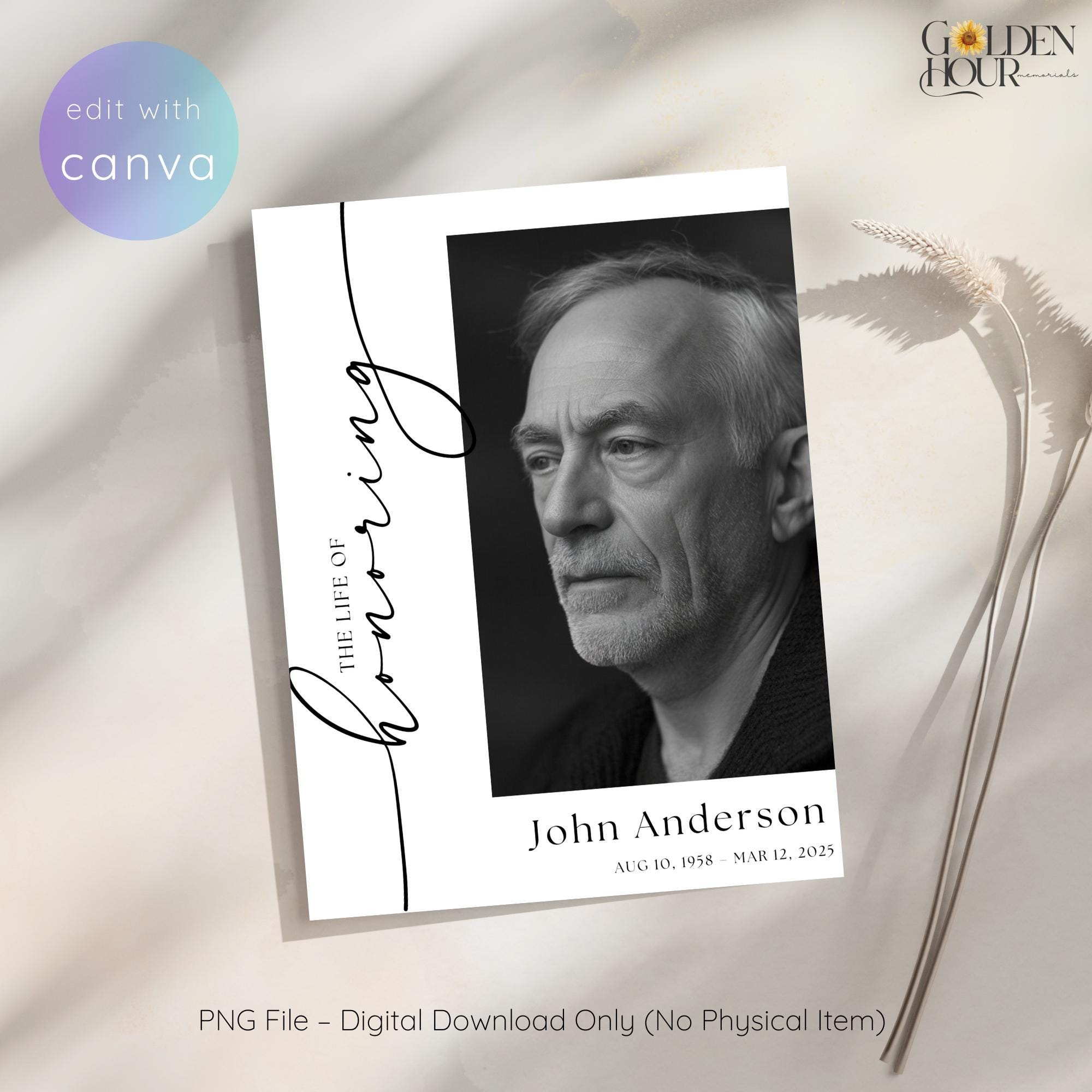 Minimalist Funeral Program Template: Celebration of Life Invite (canva ...