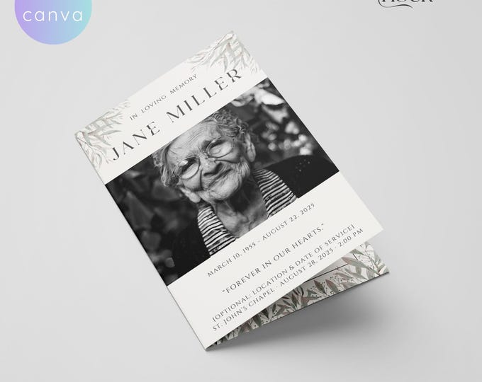 Funeral Program Template | Modern Photo Album Collage | Fully Self ...