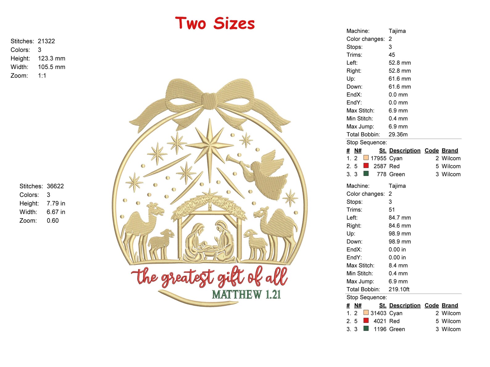 Nativity Machine Embroidery Design | Christian Christmas File (digital ...