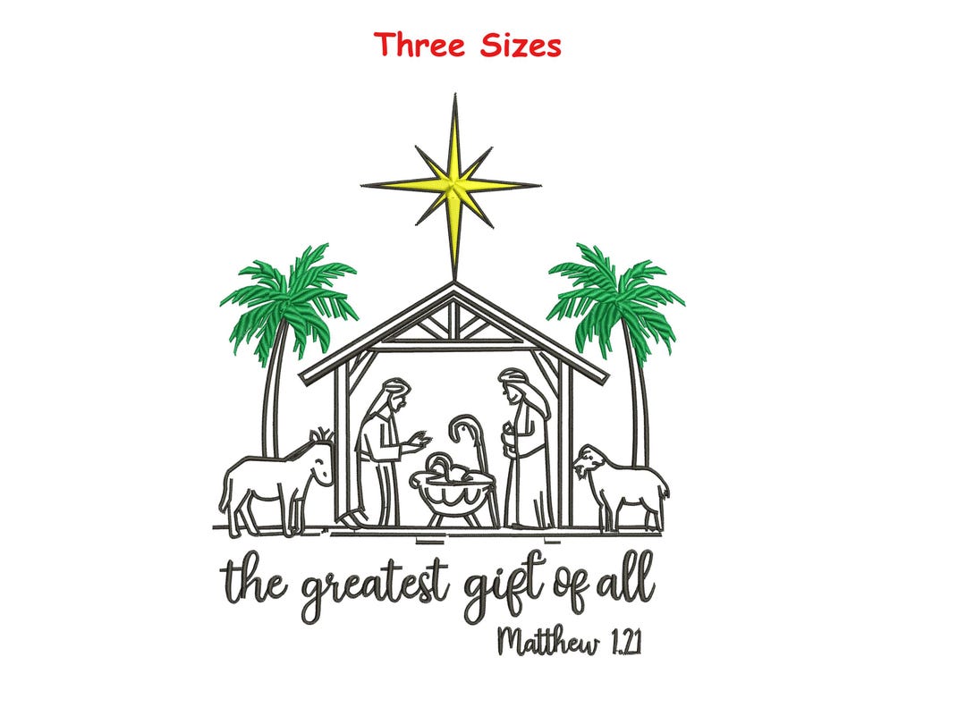 Nativity Embroidery Design | Christmas Christian Embroidery (digital ...