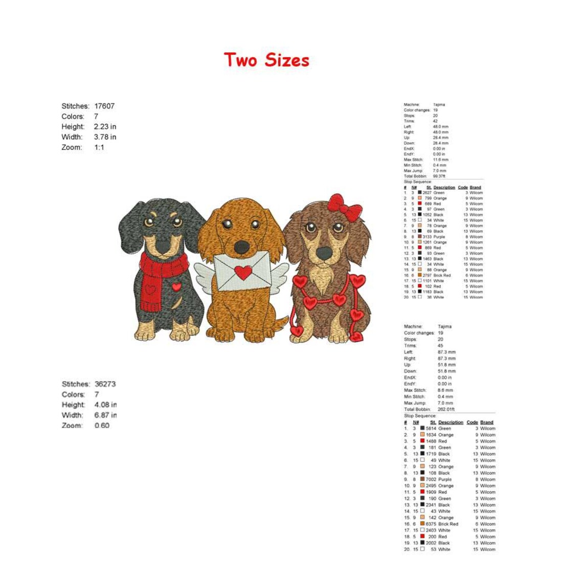 Valentine Dachshund Machine Embroidery Design | Love Dog (PES DST JEF ...