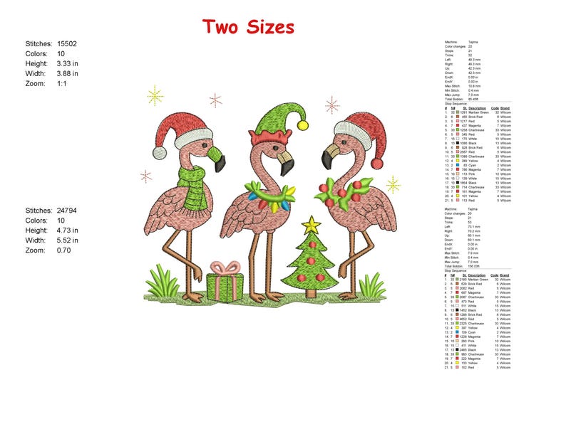 Christmas Flamingo Machine Embroidery Design | Santa Hat Flamingos ...