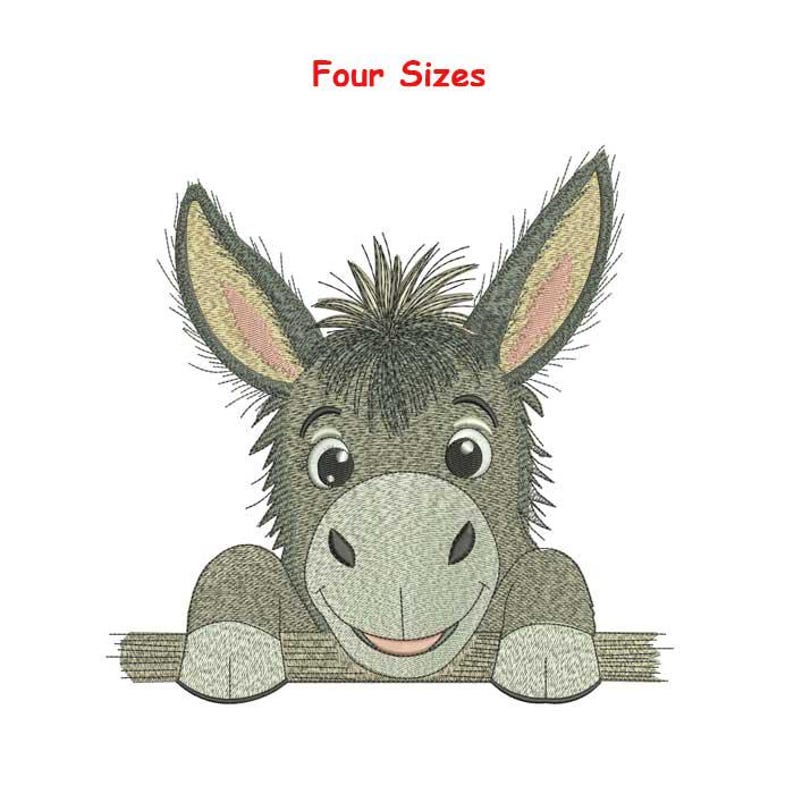 Funny Donkey Peeking Embroidery Design | Farm Animal Kitchen Towel ...