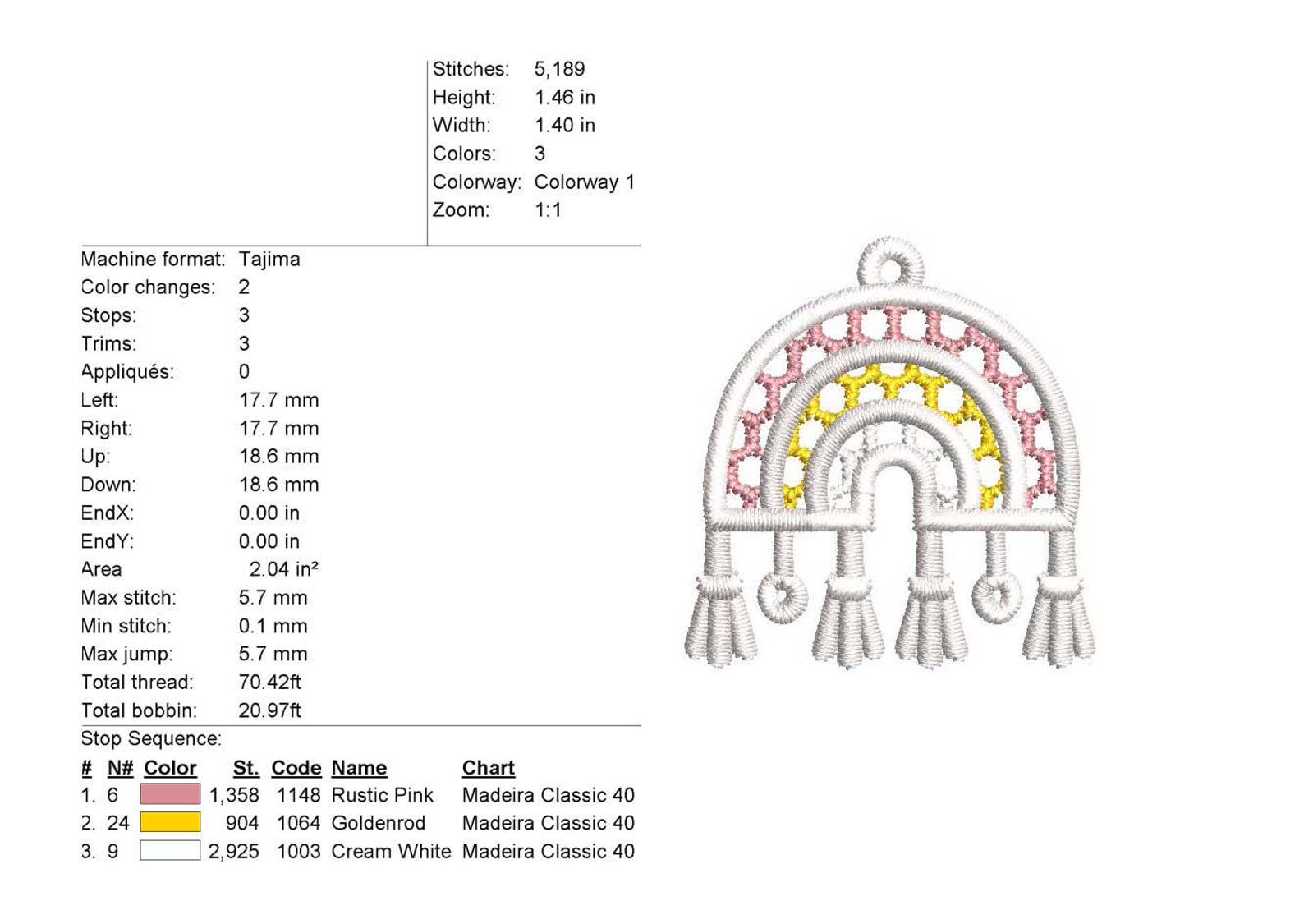 FSL Boho Rainbow Earrings Embroidery Design | Free Standing Lace Tassel ...