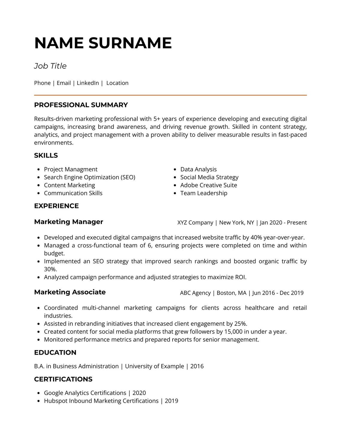 ATS Resume Template | Modern CV Template for Job Applications ...